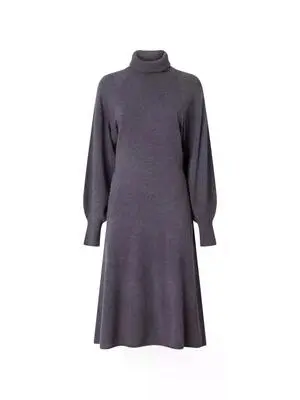 Pinko Roll Neck Balloon Sleeve Dress - Grey