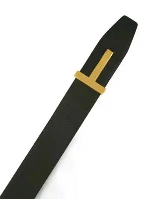 TOM FORD T-buckle Grained-leather Belt - Green