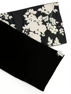 Giorgio Armani Floral-print Velvet Scarf - Black