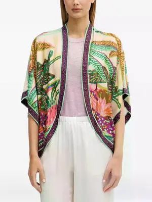 Lola Casademunt Sequin-embellished Tropical Print Kimono