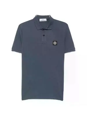 Stone Island Logo-patch Slim-fit Cotton Polo Shirt - Blue