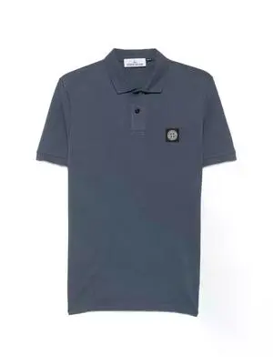 Stone Island Logo-patch Slim-fit Cotton Polo Shirt - Blue