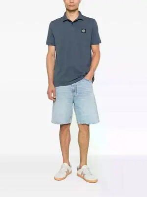 Stone Island Logo-patch Slim-fit Cotton Polo Shirt - Blue