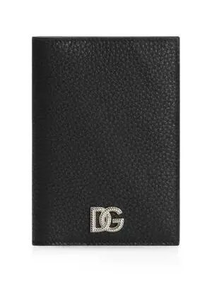 Dolce & Gabbana Passport Holder In Calfskin With Logo - Black