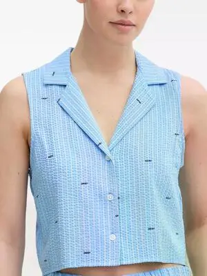 Dkny Logo-print Seersucker Pajamas