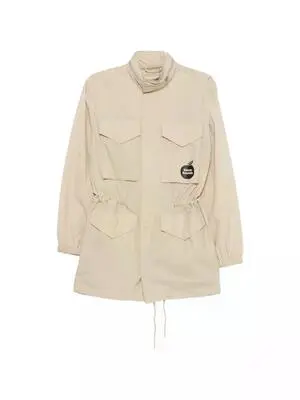 Kenzo Sounds Logo-print Parka Coat - Neutrals