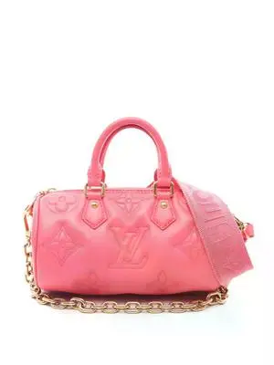 LOUIS VUITTON 2021-2026 Monogram Calfskin Bubblegram Papillon Bb Satchel - Pink