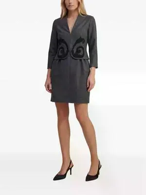 Valentino Garavani Embroidered V-neck Midi Dress - Grey