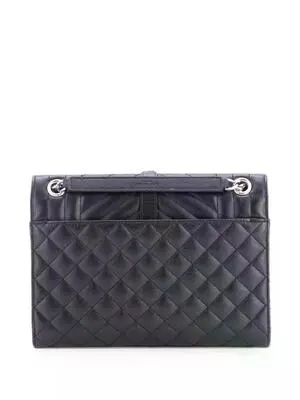 Saint Laurent Classic Monogram Envelope Satchel Mixed Matelasse Leather Medium Shoulder Bag - Black