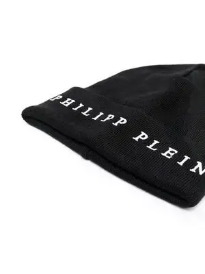 Philipp Plein Embroidered-logo Knit Beanie