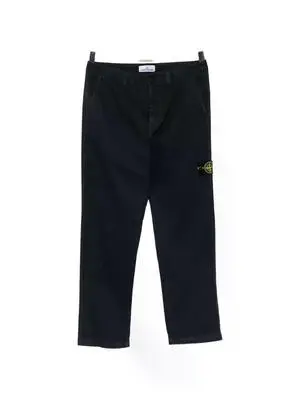 Stone Island Logo-patch Straight-leg Trousers - Black