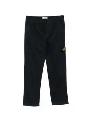 Stone Island Logo Patch Straight Leg Trousers - Black