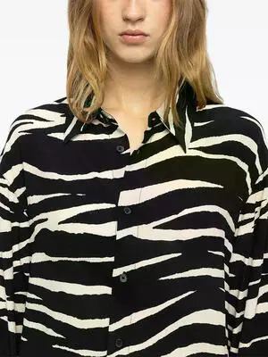 Zadig&Voltaire Tyrica Zebra-print Long-sleeve Shirt - Black