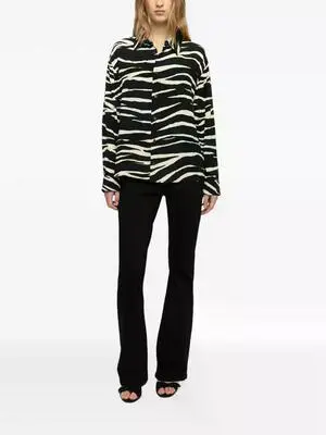 Zadig&Voltaire Tyrica Zebra-print Long-sleeve Shirt - Black