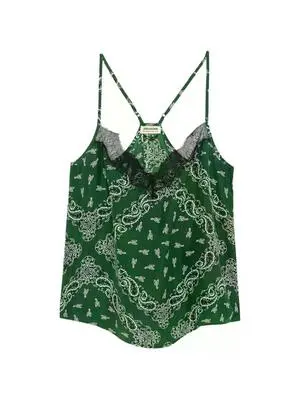 Zadig&Voltaire Silk Bandana Print Camisole - Green