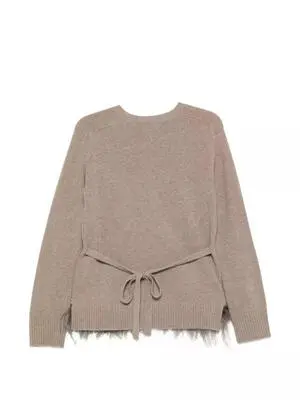 P.a.r.o.s.h Lestat Feather-trim Tied-back Cardigan