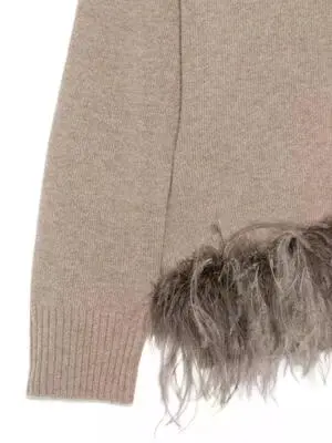 P.a.r.o.s.h Lestat Feather-trim Tied-back Cardigan