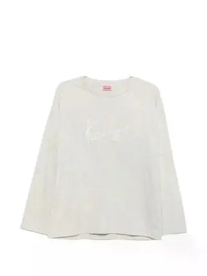 Kenzo Signature Logo-embroidered Long-sleeve T-shirt - Grey