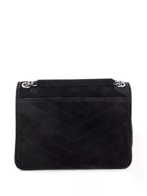 Saint Laurent Niki Chain Flap Bag Matelasse Chevron Suede Medium Shoulder Bag