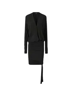Pinko Ruched Draped-detail Mini Dress - Black