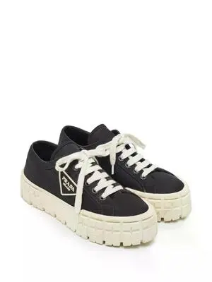 Prada Double Wheel Gabardine Sneakers - Black