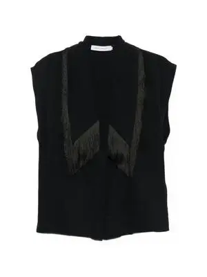SIMONA CORSELLINI Fringe-trim Sleeveless Shirt - Black