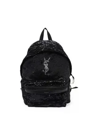 Saint Laurent City Sequin-embellished Backpack