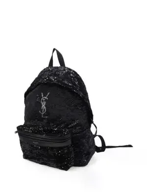 Saint Laurent City Sequin-embellished Backpack