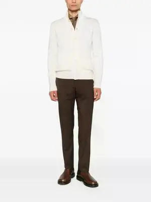 ZANONE Ribbed-knit High-neck Wool Cardigan - Neutrals