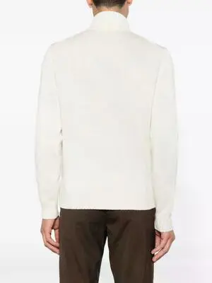 ZANONE Ribbed-knit High-neck Wool Cardigan - Neutrals