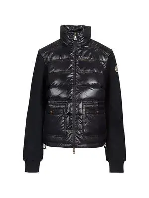 Moncler Quilted-panel Zip-up Jacket - Blue