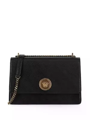 Versace La Medusa Snake-embossed Shoulder Bag - Black