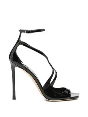 JIMMY CHOO Azia Patent-leather Heeled Sandals - Black