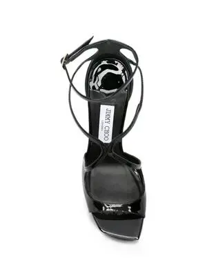 JIMMY CHOO Azia Patent-leather Heeled Sandals - Black