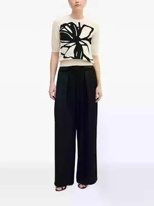 Dkny Floral-intarsia Short-sleeve Top