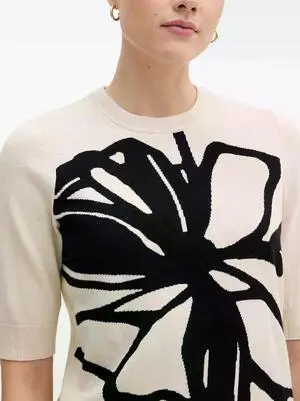 Dkny Floral-intarsia Short-sleeve Top