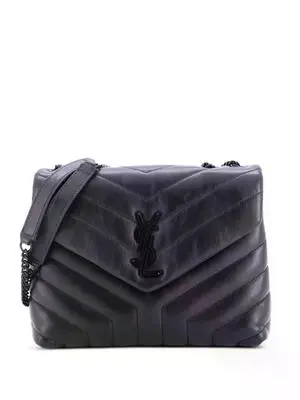 Saint Laurent Small Loulou Matelassé Chevron Leather Shoulder Bag - Black