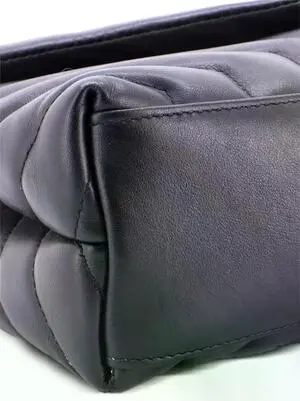 Saint Laurent Small Loulou Matelassé Chevron Leather Shoulder Bag - Black