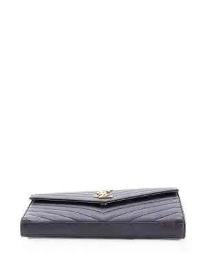 Saint Laurent Classic Monogram Wallet On Chain - Black