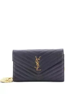 Saint Laurent Classic Monogram Wallet On Chain - Black