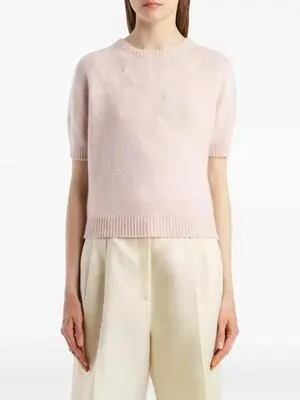 Khaite Cashmere Crewneck Short Sleeve Sweater - Pink