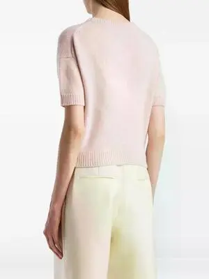 Khaite Cashmere Crewneck Short Sleeve Sweater - Pink