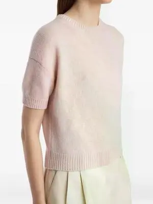 Khaite Cashmere Crewneck Short Sleeve Sweater - Pink