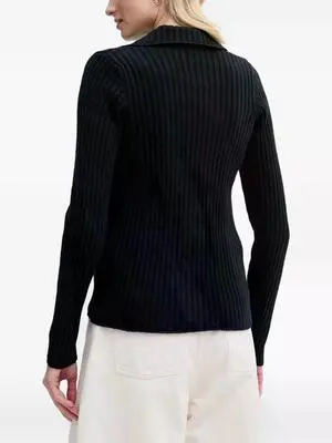 Dkny Ribbed Knit Spread Collar Cardigan