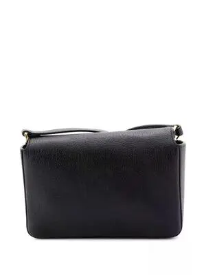 Burberry Hampshire Shoulder Bag Leather And Vintage Check Canvas Small Crossbody Bag - Black