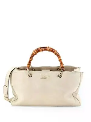Gucci Bamboo Shopper Leather Medium Tote Bag - Neutrals