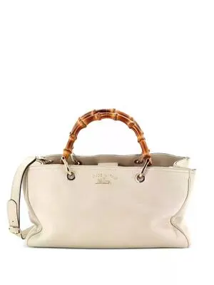 Gucci Bamboo Shopper Leather Medium Tote Bag - Neutrals