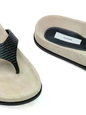 TOTEME Swift Lizard-effect Leather Sandals - Neutrals