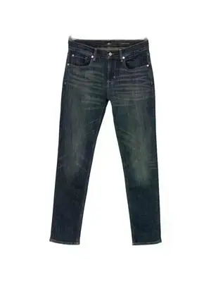 7 For All Mankind Whiskered Faded-effect Jeans - Blue
