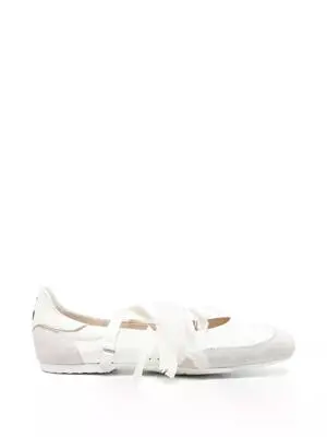 Patrizia Pepe Feather-detail Leather Ballet Flats - White